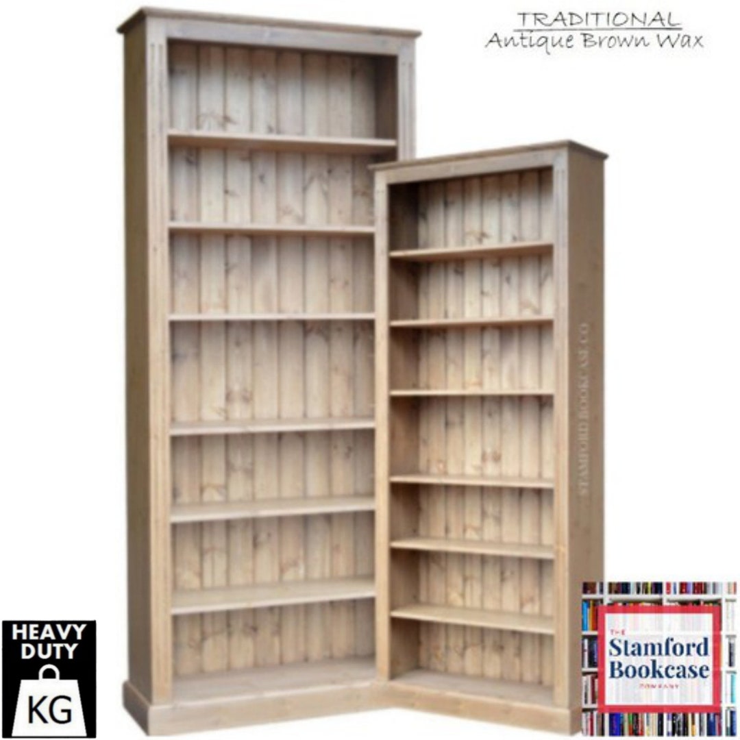 Tall Traditional Wooden 7ft X 3ft Bookcase, Handcrafted Adjustable ...