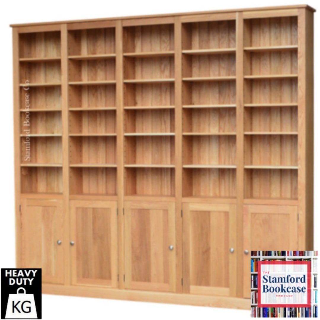 Contemporary 100% Solid Oak 8ft X 9ft Adjustable Display Library ...