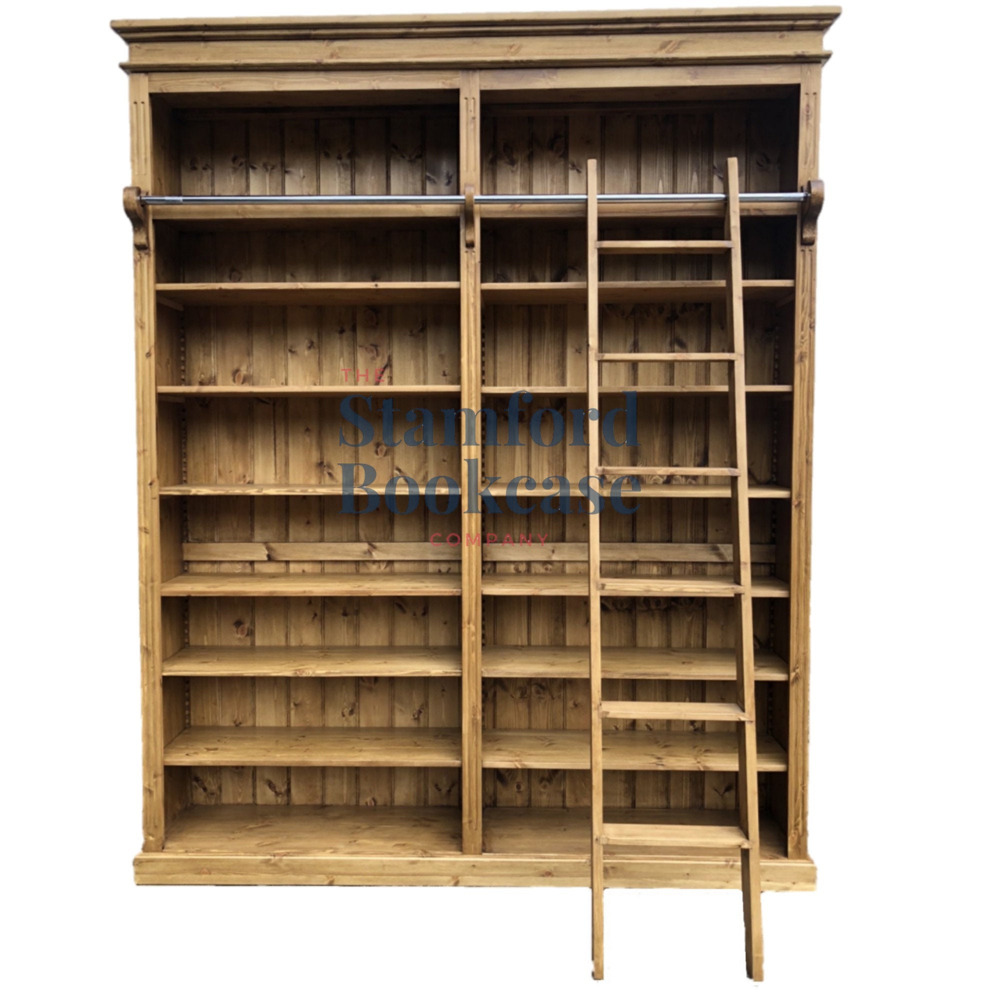 Solid Pine 8ft Tall Bookcase, Adjustable Display "heavy Duty" Library ...
