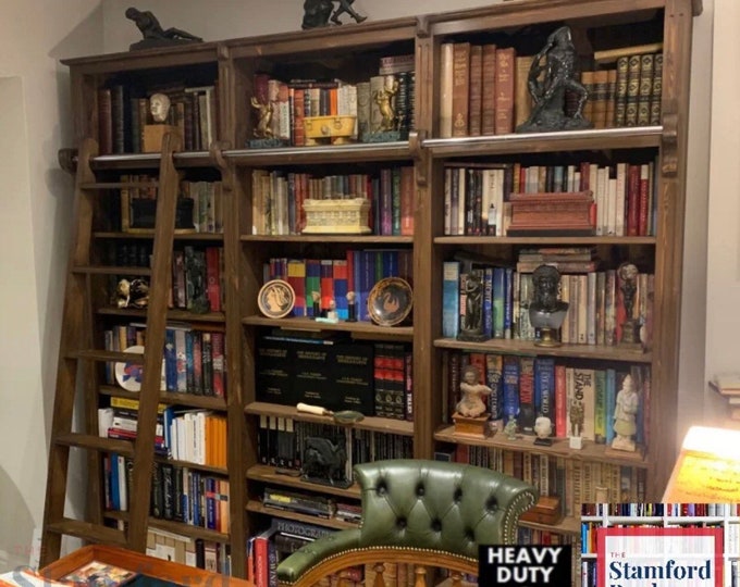 Solid Pine 7ft X 7ft Bookcase, Adjustable Display "heavy Duty" Library ...