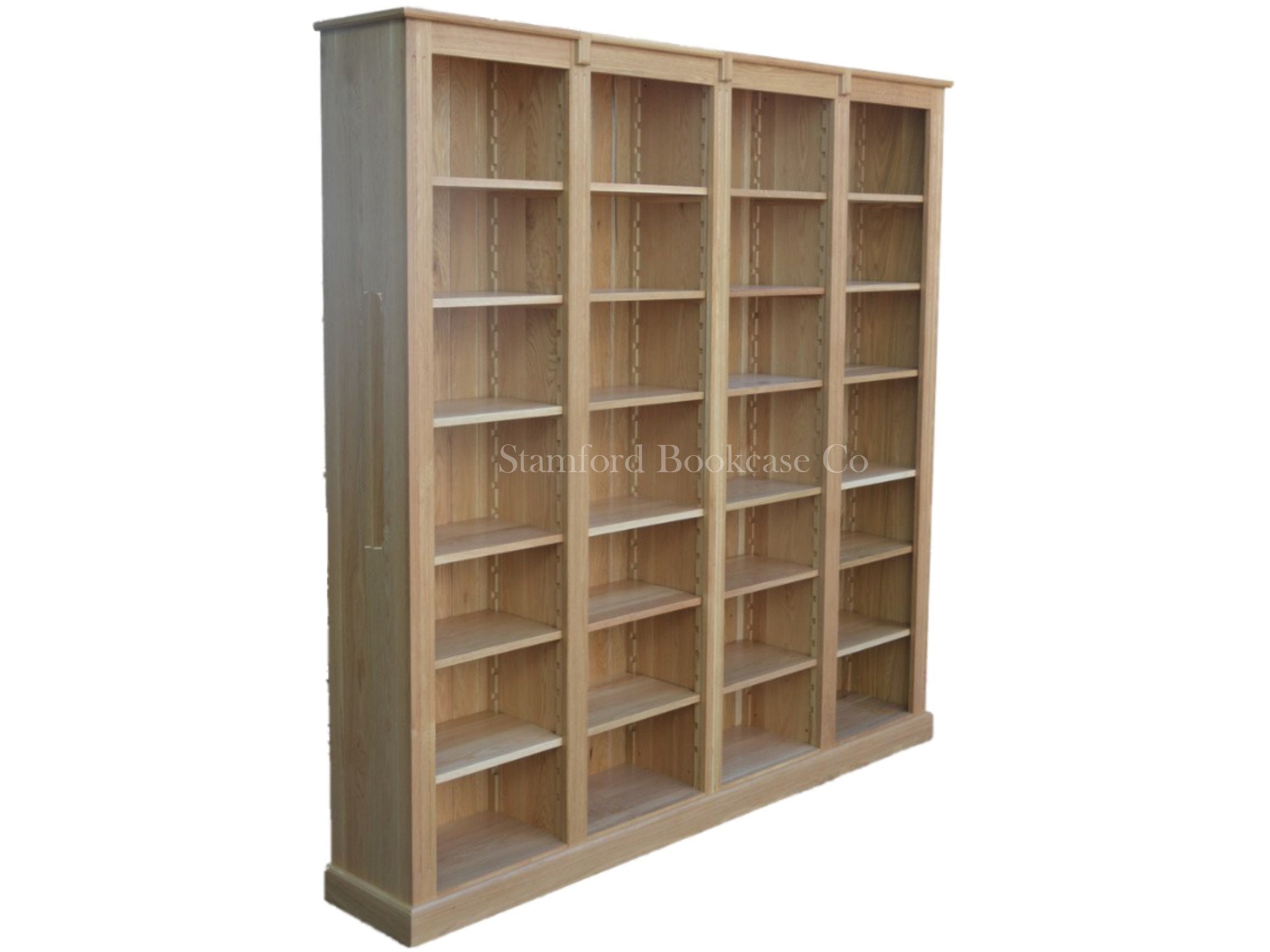 Genuine Oak Bookcase 7ft X 7ft Made in UK, Adjustable Display Shelving ...