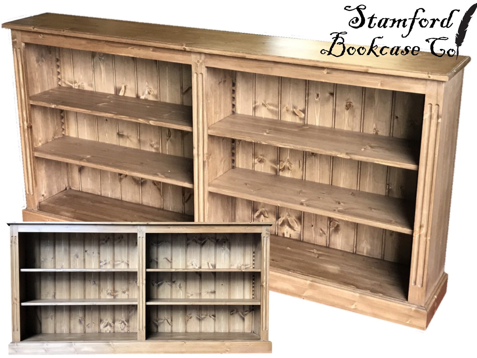 Solid Pine Wooden 3ft X 6ft Low Bookcase Adjustable Wide - Etsy UK