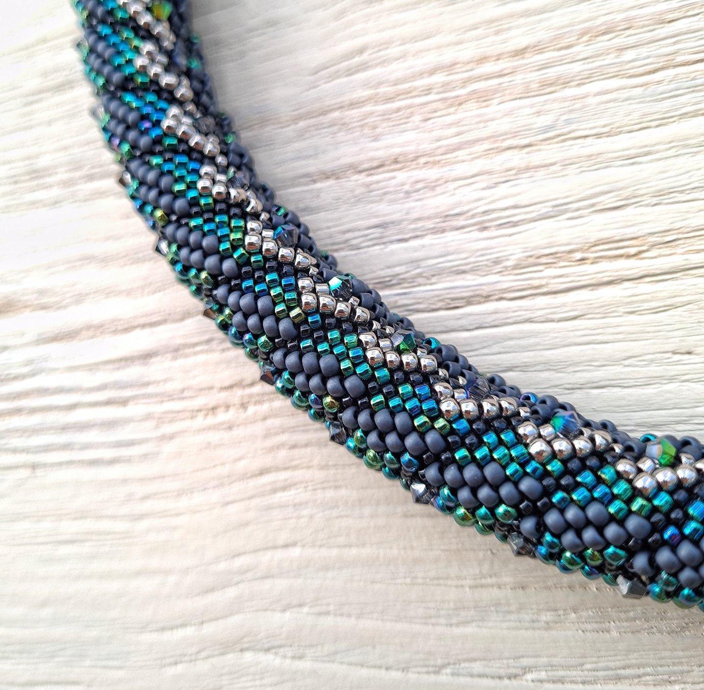 Dragon Choker for Women Black Snake Skin Necklace Rainbow Green 3D ...