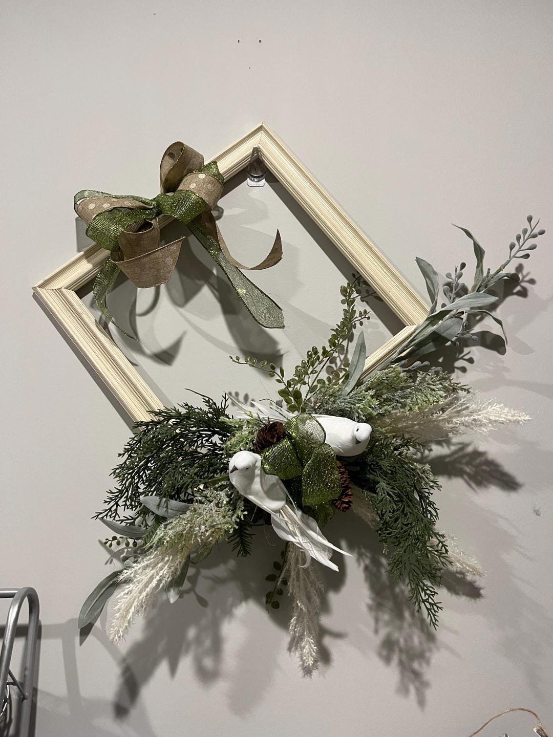 Dove Love, Recycled Picture Frame Wreath, Rectangular Wreath, Picture ...