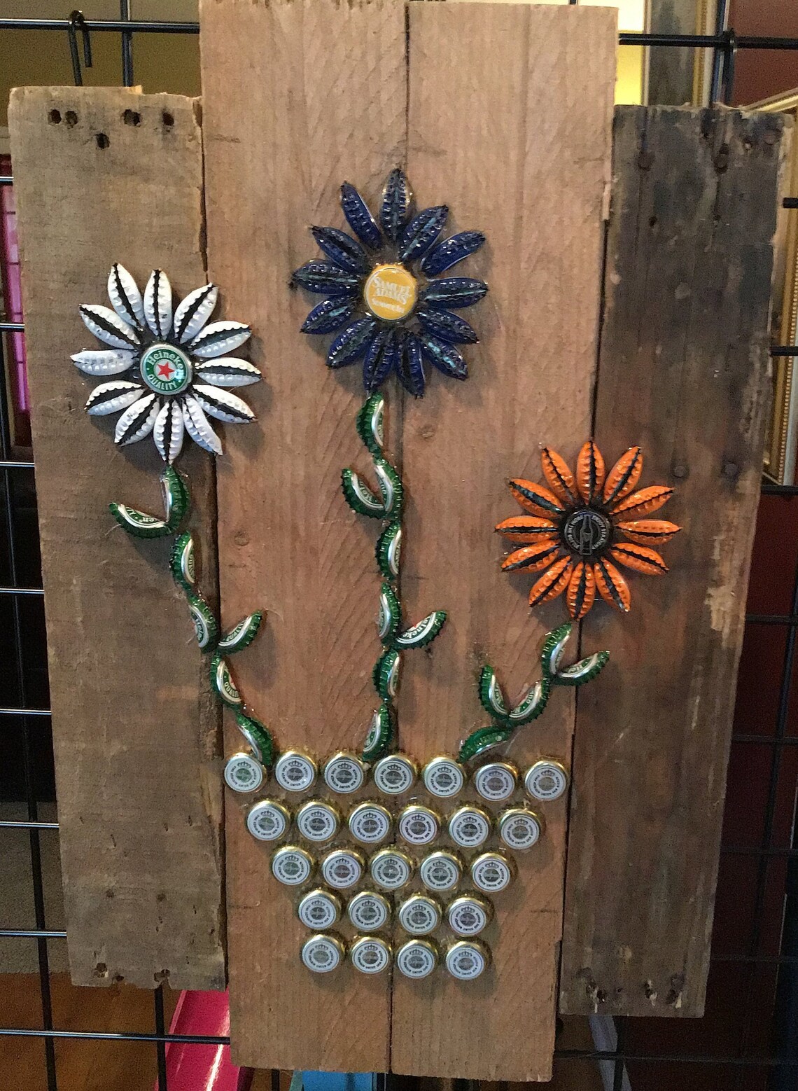 Flower Pot Bottle Cap Art - Etsy