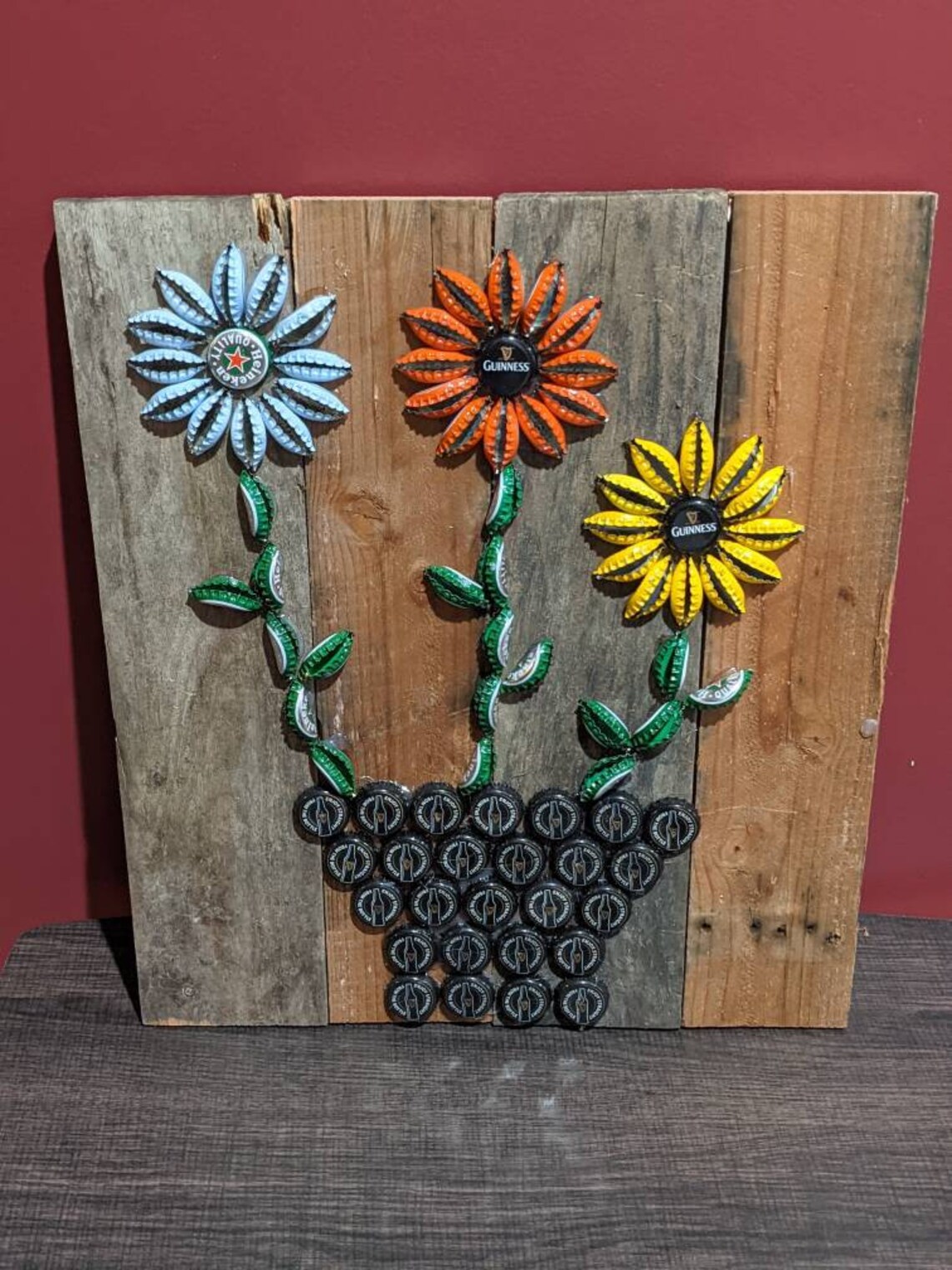 Flower Pot Bottle Cap Art - Etsy