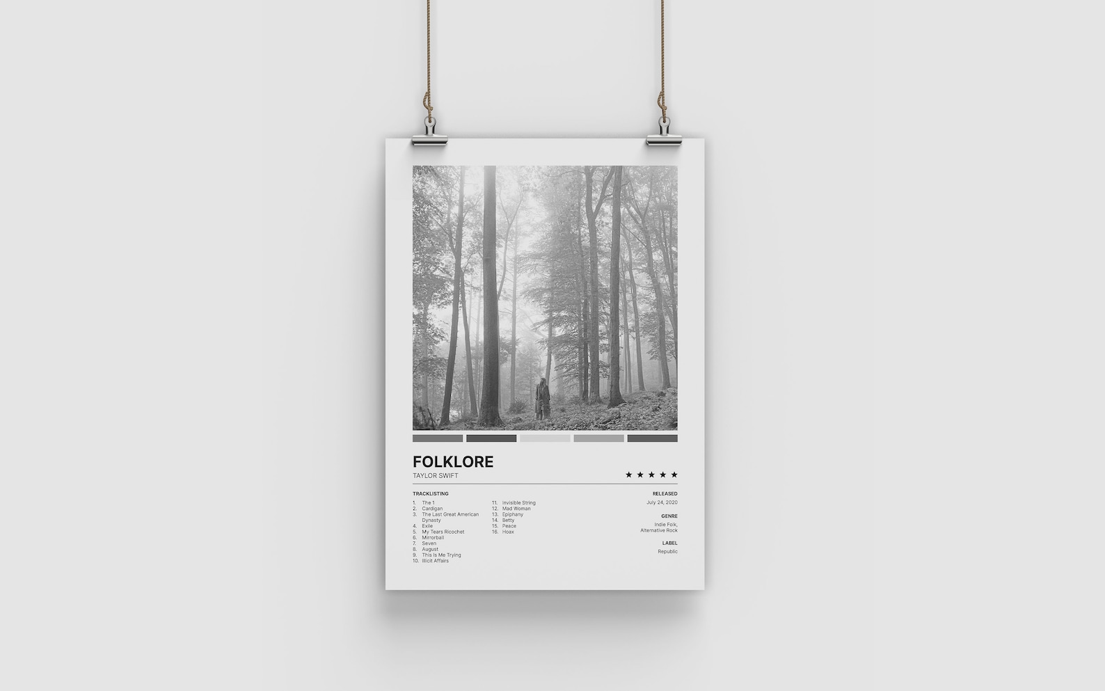 Taylor Swift Folklore Poster Folklore Album Cover Poster Print Taylor ...