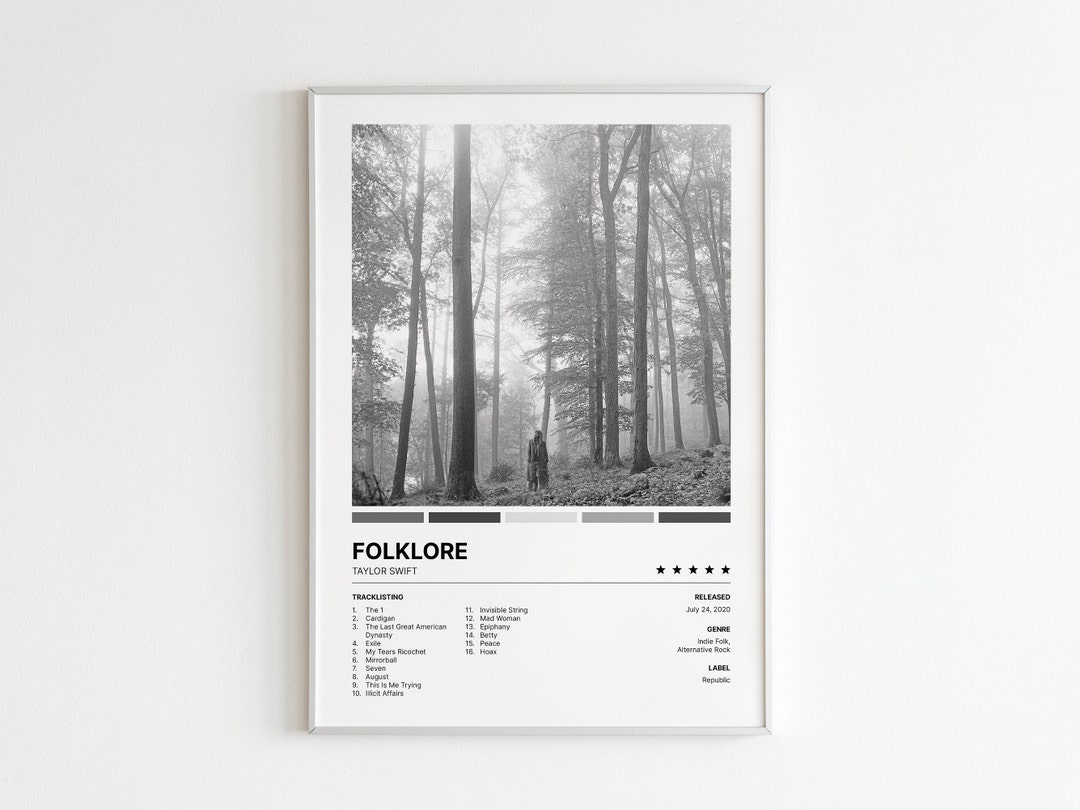 Taylor Swift Folklore Poster - Folklore Album Cover Poster Print ...