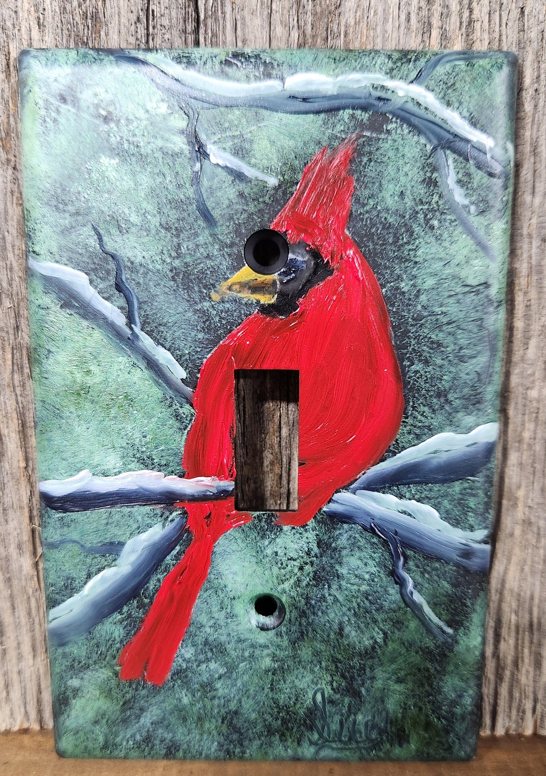 Hand Painted Switch Plate With Cardinal - Etsy