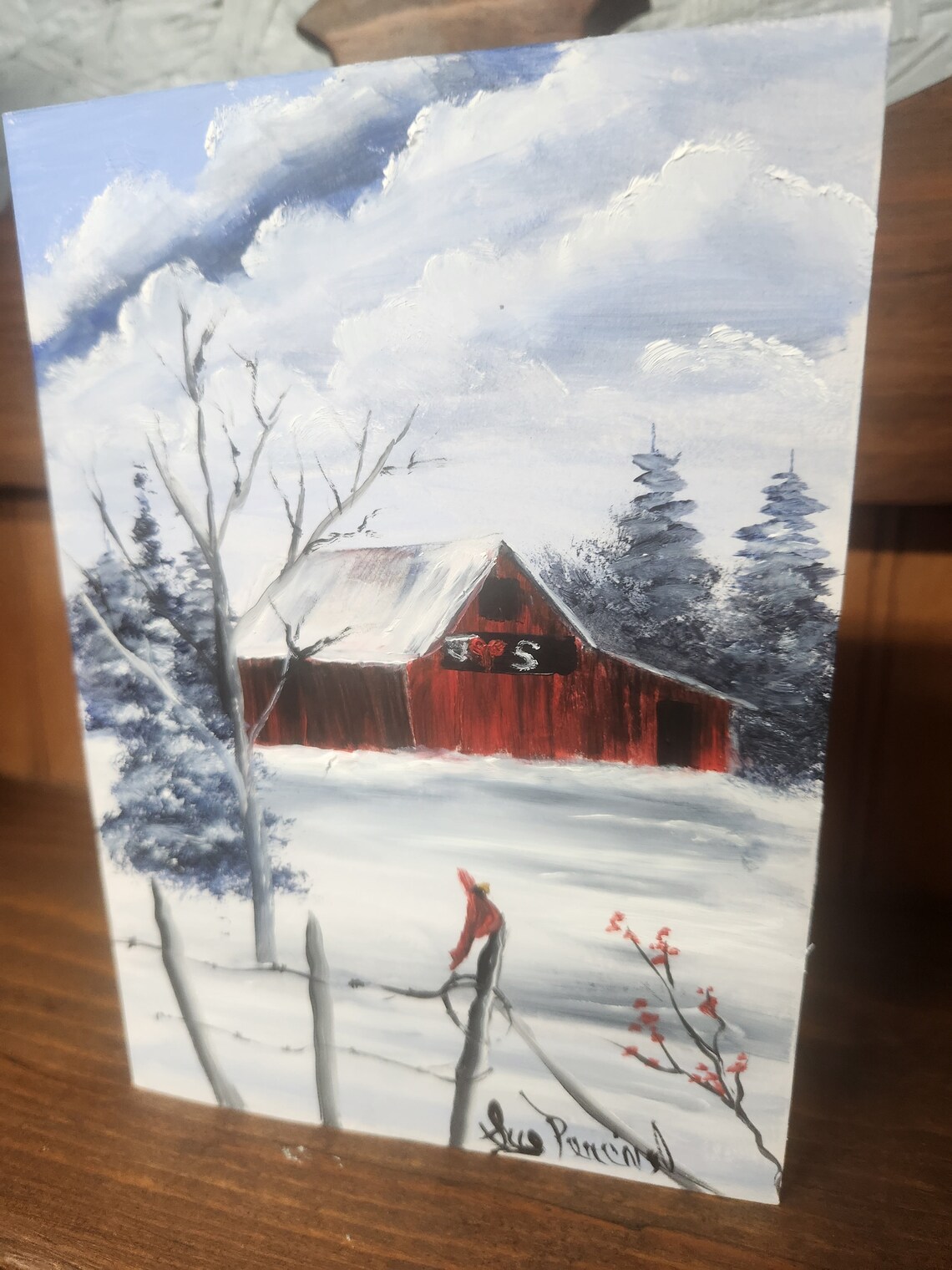 Hand Painted Bland Greeting Card Snow Barn Scene Custom Order - Etsy