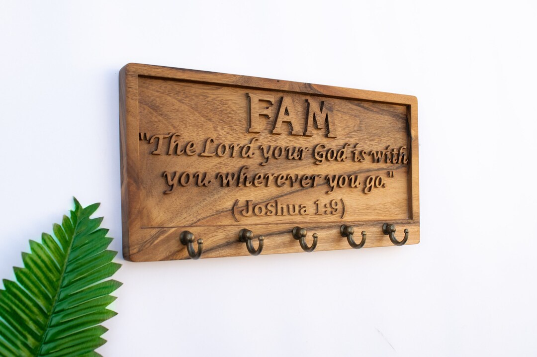 Bible Verse Key Holder, Key Holder Scripture, Scripture Wall Art Wood ...