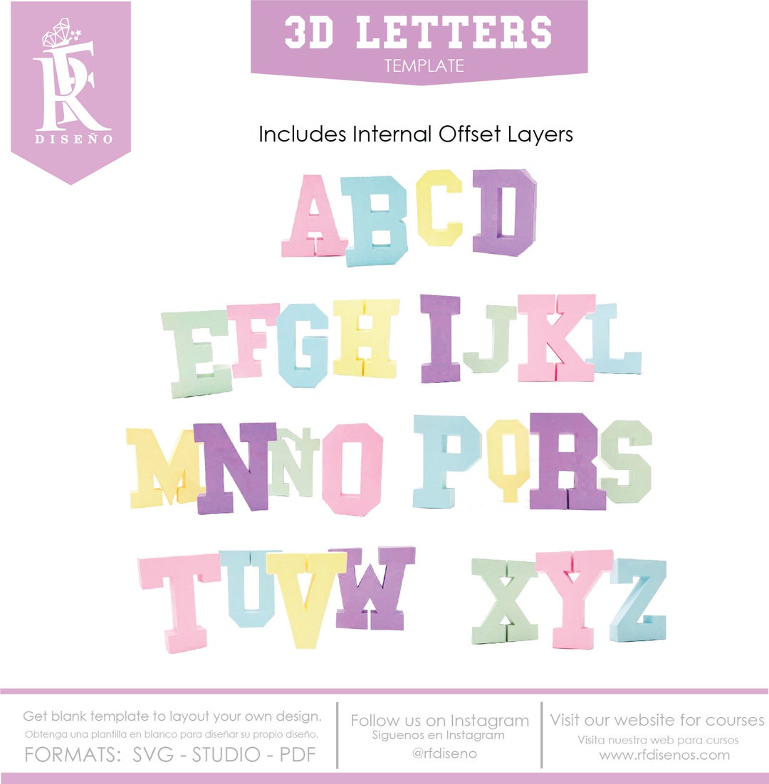 3d Alphabet Template 3d Letters 3d Alphabet Alphabet Papercraft - Etsy