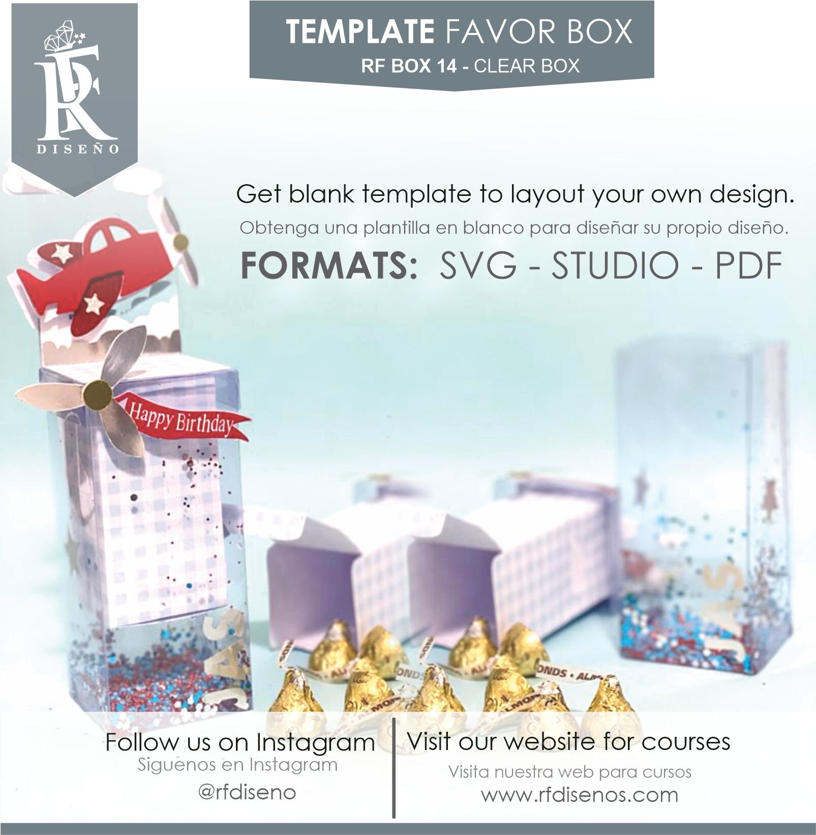 RF BOX 14 Template Box Paper Favor Box Plantillas De - Etsy