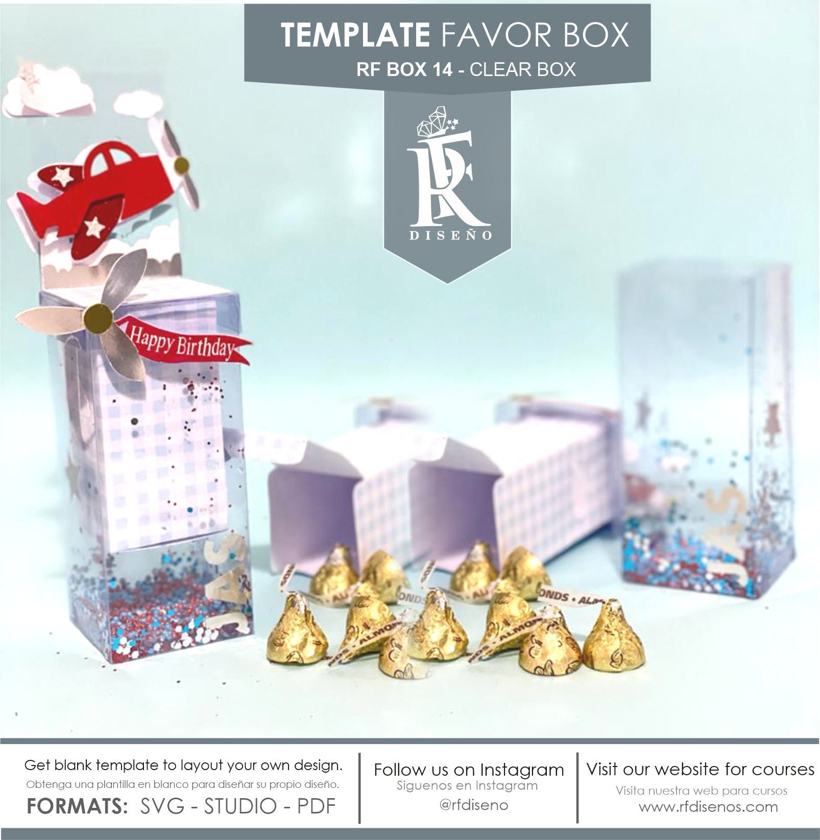 RF BOX 14 Template Box Paper Favor Box Plantillas De - Etsy