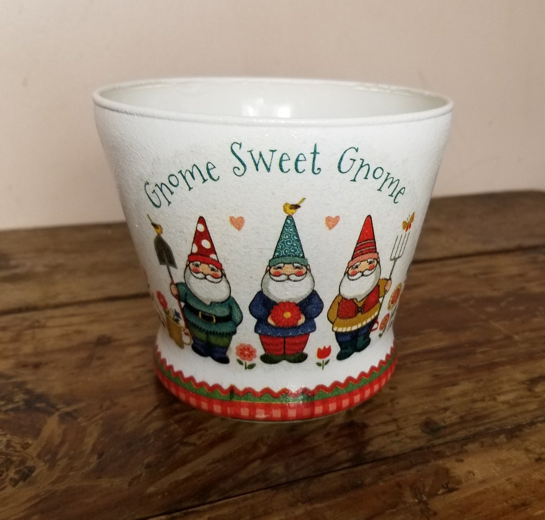 Gnome Sweet Gnome Small Glass Vase, Cute Country Gnomes, Red Checkered ...