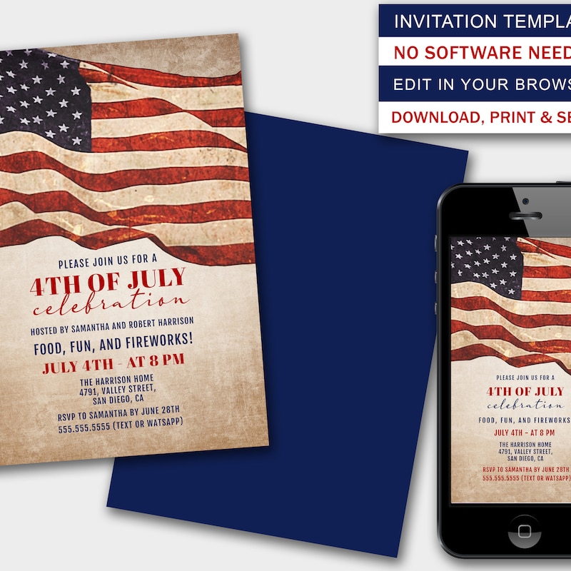 Patriotic Invitation - Etsy UK