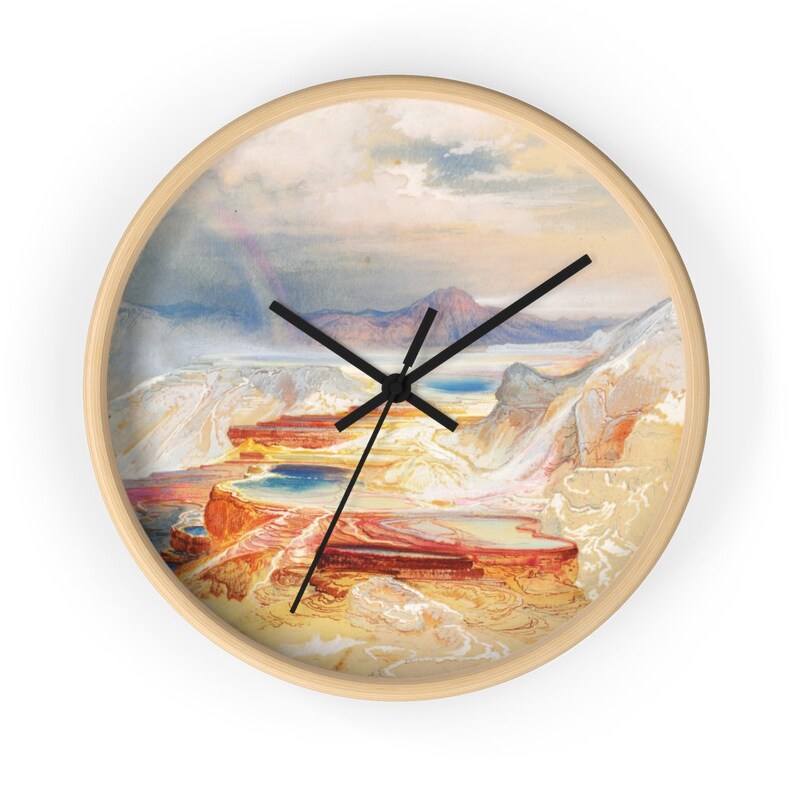 Yellowstone National Park Watercolor Painting Fine Art Wall Clock ...