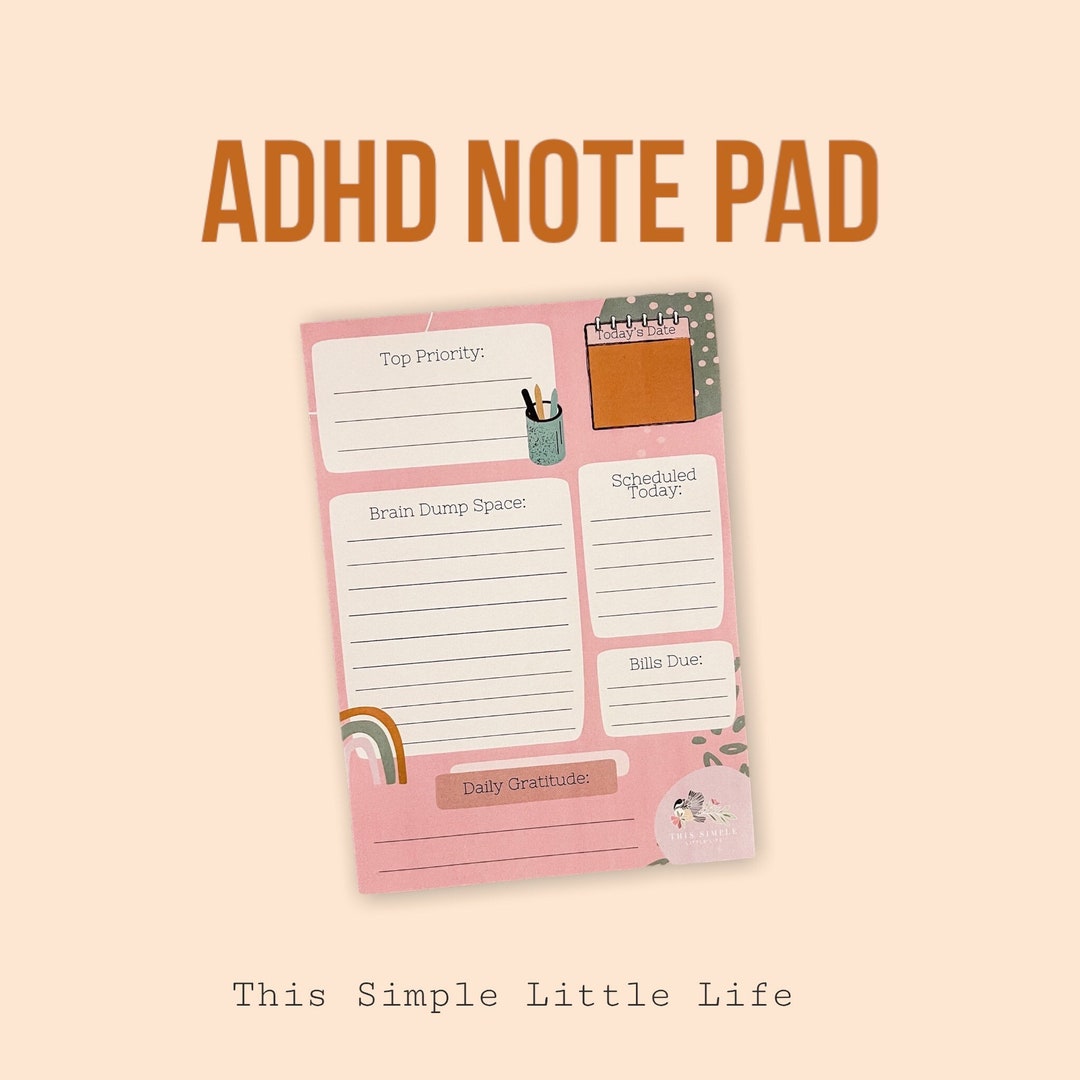 New Larger Size6x9 ADHD Notepad Productivity Notepad Brain Dump Notepad ...