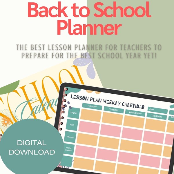 Teacher's Digital Lesson Planner Complete School Lesson Plan Organizer ...