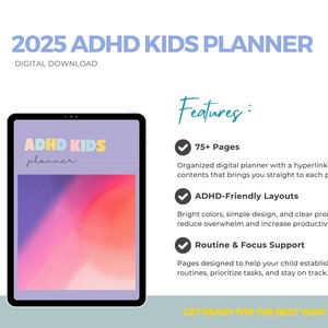 Digital ADHD Planner for Kids| 2025 Digital Download| Customizable ...
