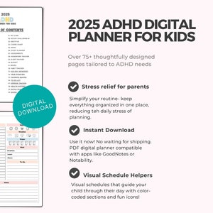 Digital ADHD Planner for Kids| 2025 Digital Download| Customizable ...