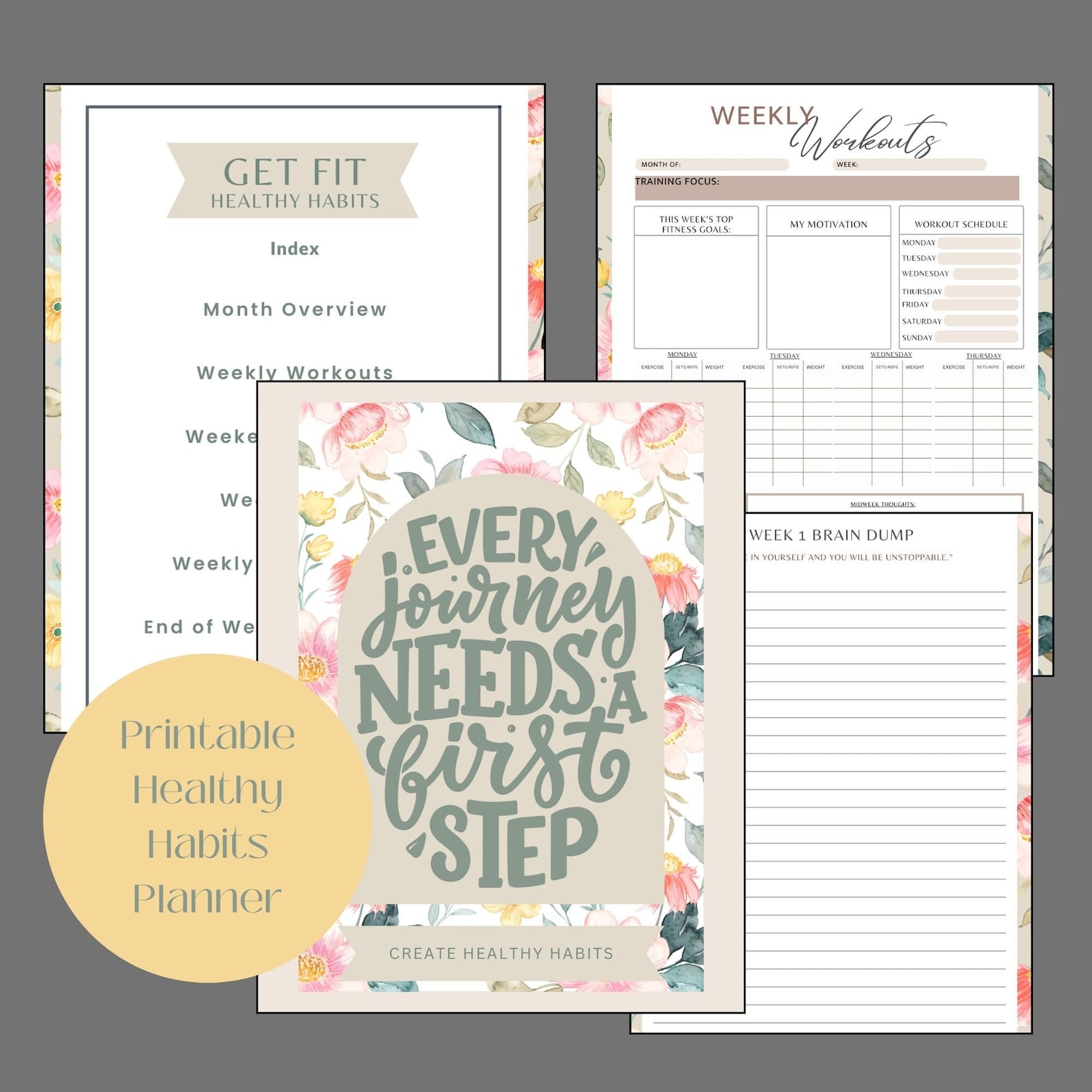 Printable Undated Daily Exercise Planner, Daily Fitness Tracker, Weekly ...
