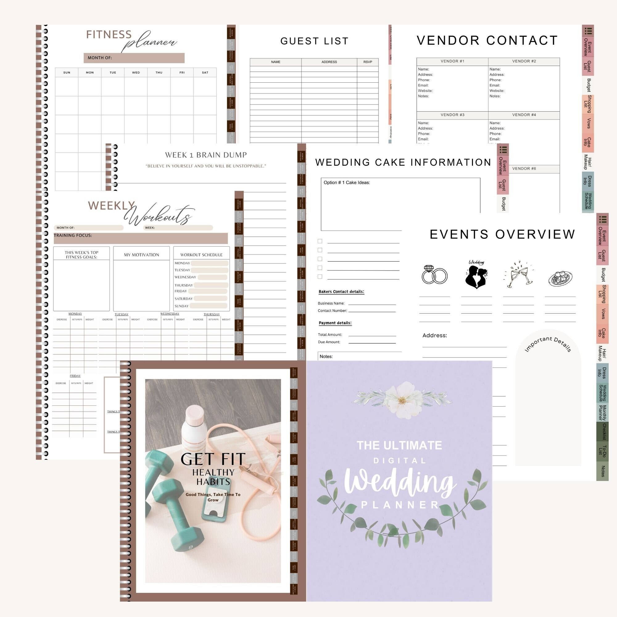 Ultimate Customizable Digital Planner Bundle, Wedding Planner, Custom ...