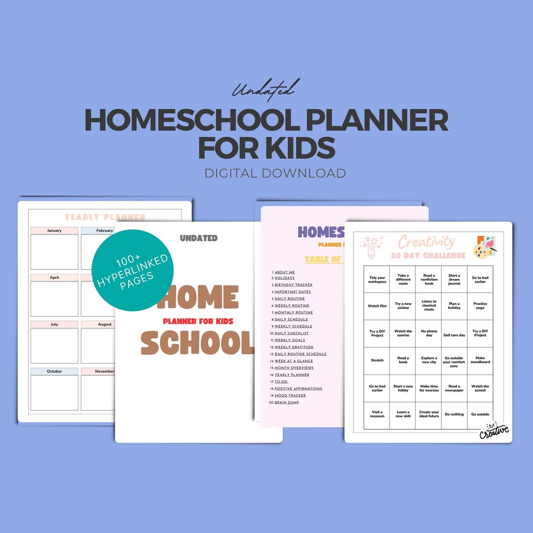 Homeschool Planner for ADHD Kids, Digital Download, Downloadable ...