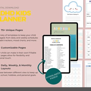 ADHD Digital Planner for Kids, 75 Page Undated PDF Download, ADHD Tools ...
