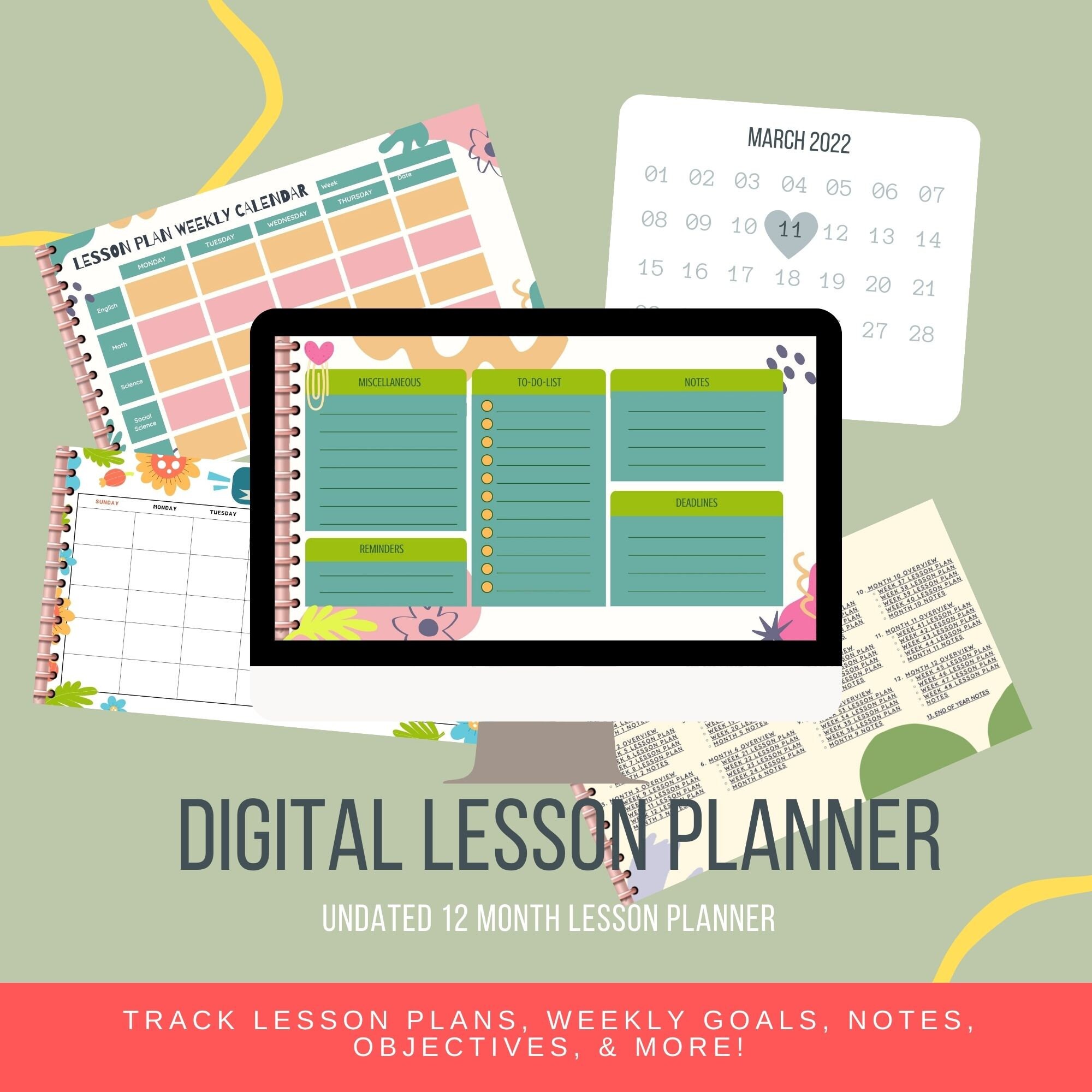 Editable Digital School Lesson Planner Teacher's Lesson Planning PDF ...