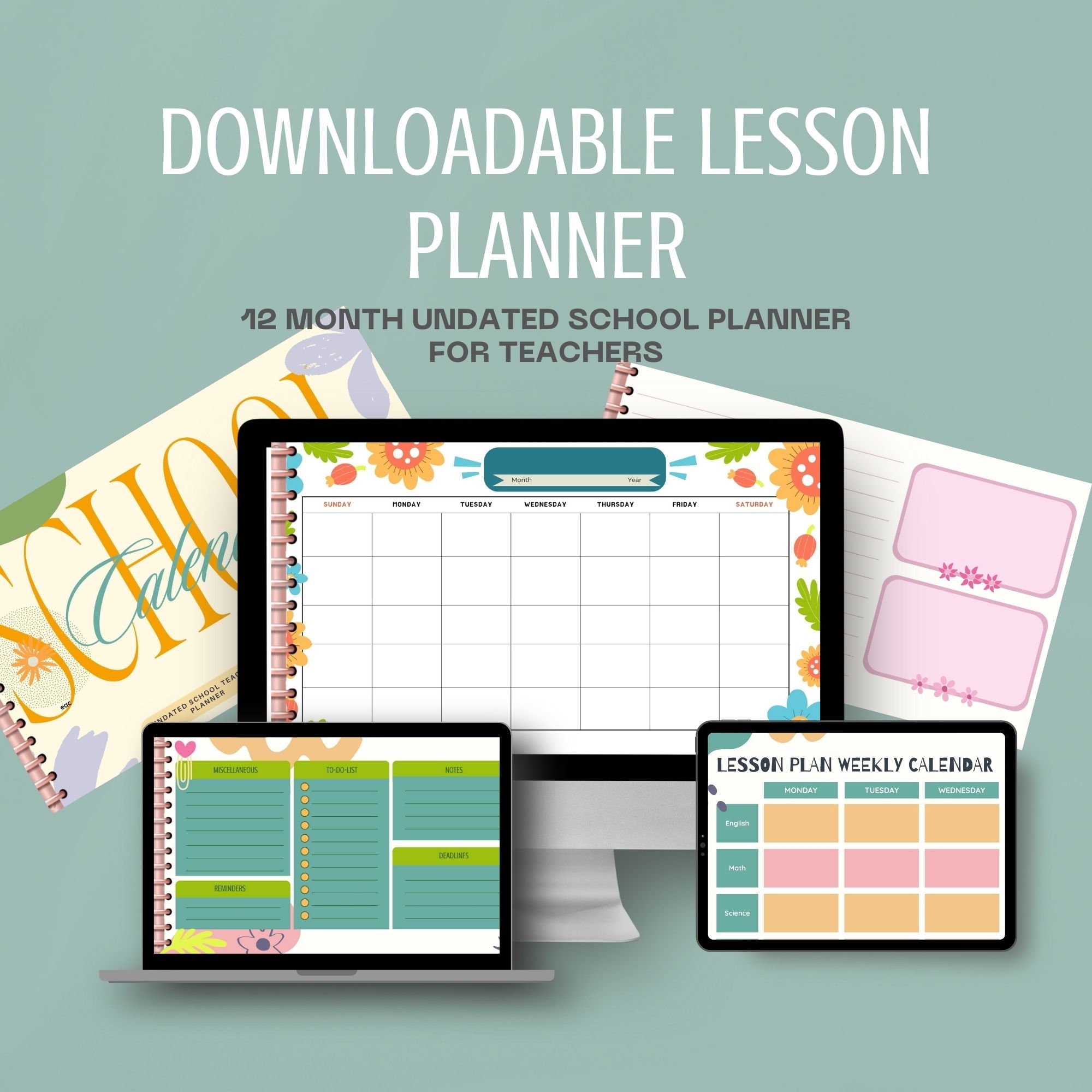 Editable Digital School Lesson Planner Teacher's Lesson Planning PDF ...