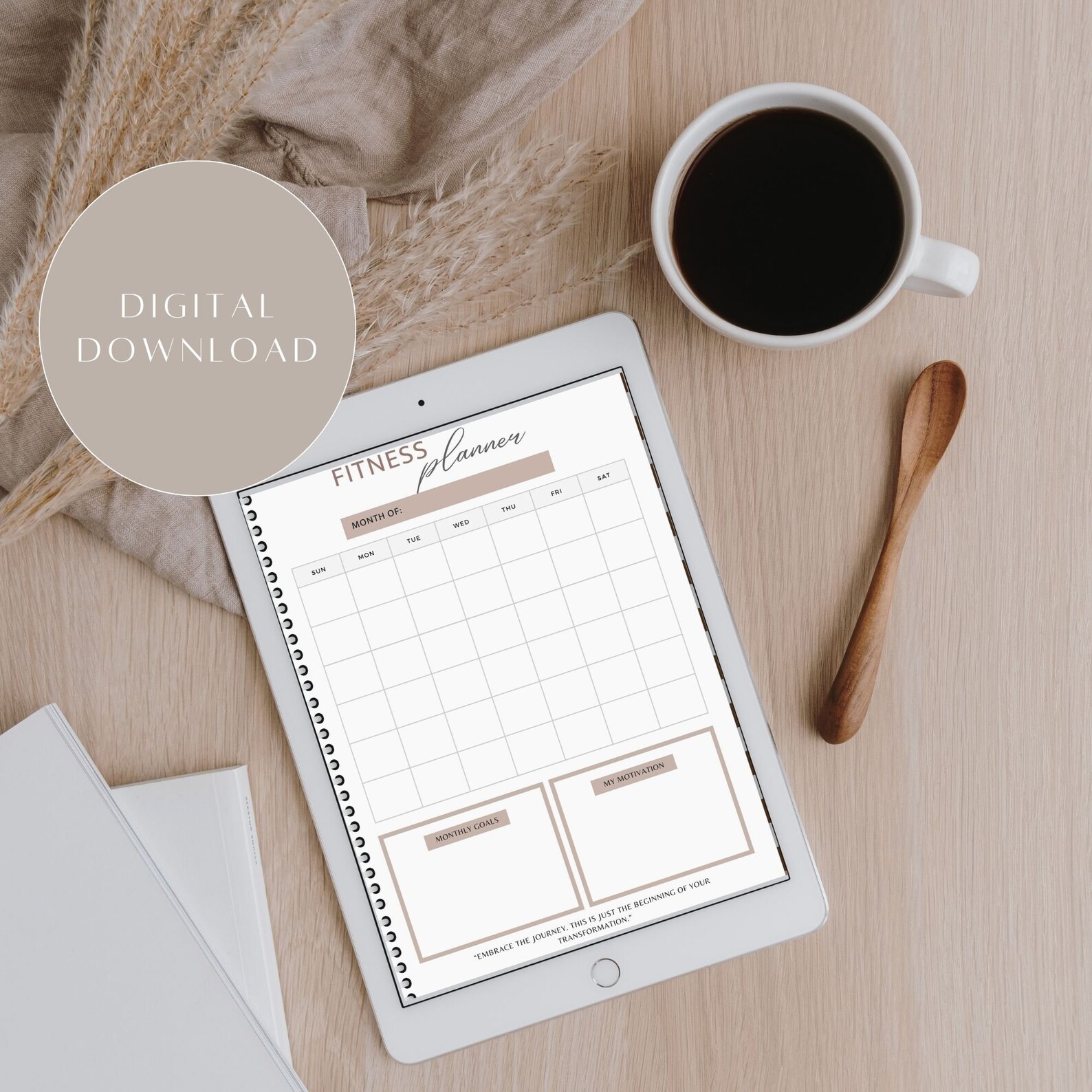 Self Care Custom Fitness Digital Wellness Planner, Digital Workout ...