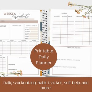 Undated Pdf Daily Fitness Planner, Printable Exercise Tracker, Food Log ...