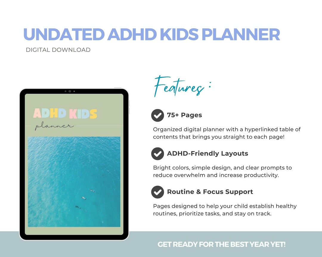 Undated Digital Download ADHD Planner for Kids| Weekly Daily Routine ...