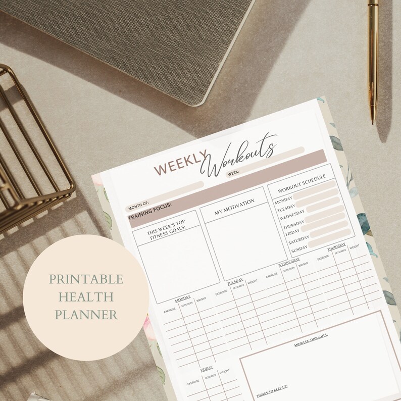 Printable Undated Daily Exercise Planner, Daily Fitness Tracker, Weekly ...