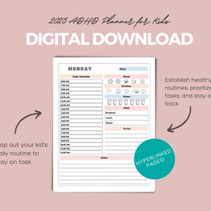 Digital ADHD Planner for Kids| 2025 Digital Download| Customizable ...