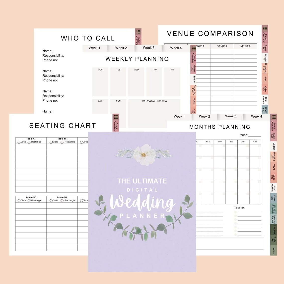 Custom Digital Planner Ultimate Wedding Planner Fitness Planner Planner ...