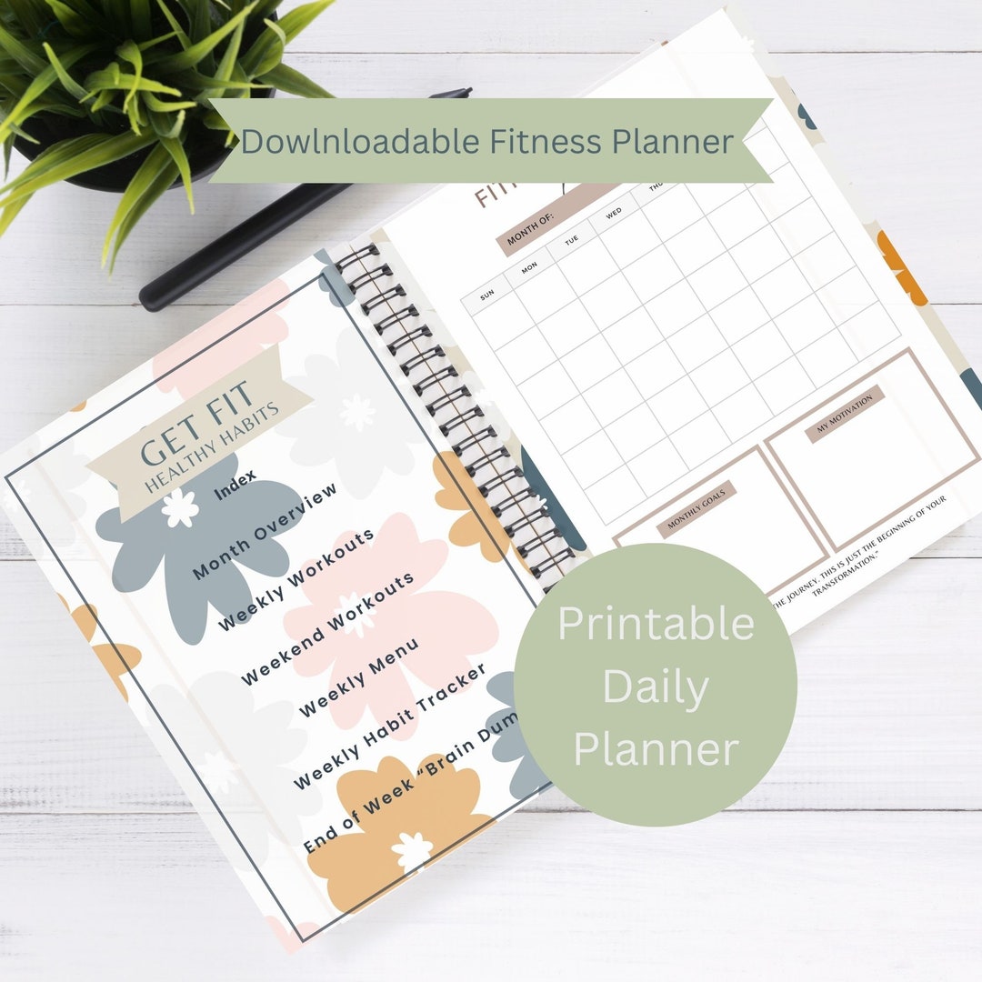 Undated Pdf Daily Exercise Planner, Printable Fitness Tracker, Weekly ...