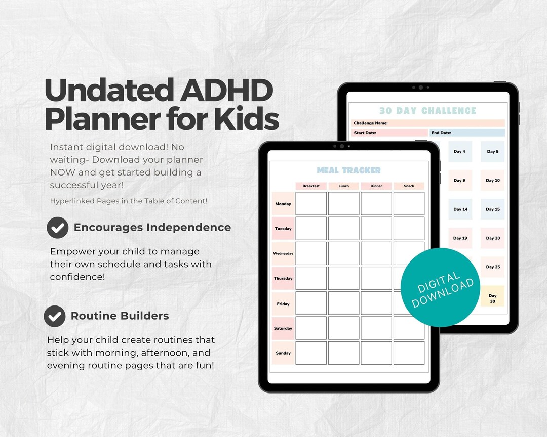 ADHD Digital Planner for Kids| Undated & Customizable Routine Builder ...