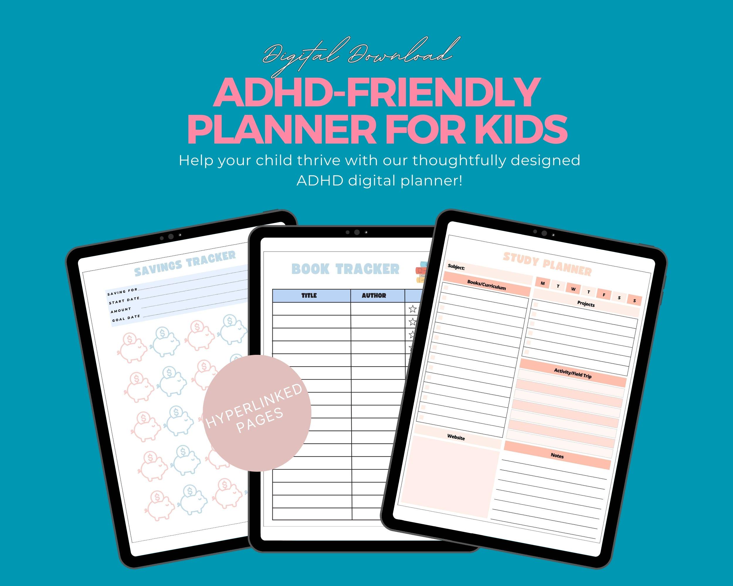 ADHD Digital Planner for Kids, 75 Page Undated PDF Download, ADHD Tools ...