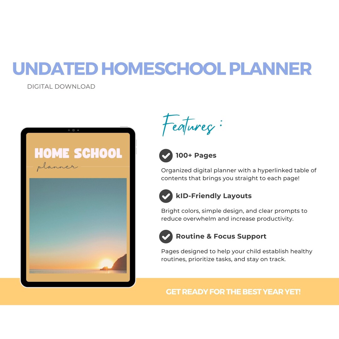 Undated Homeschool Planner for Kids, Adhd-friendly, 100 Pages Pdf ...