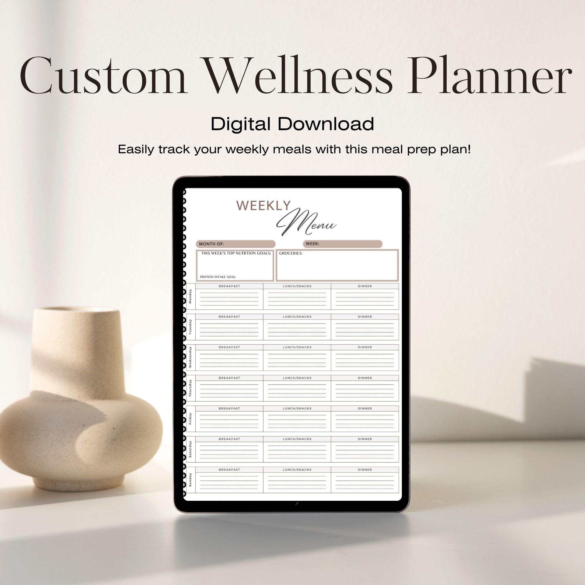 Self Care Custom Fitness Digital Wellness Planner, Digital Workout ...