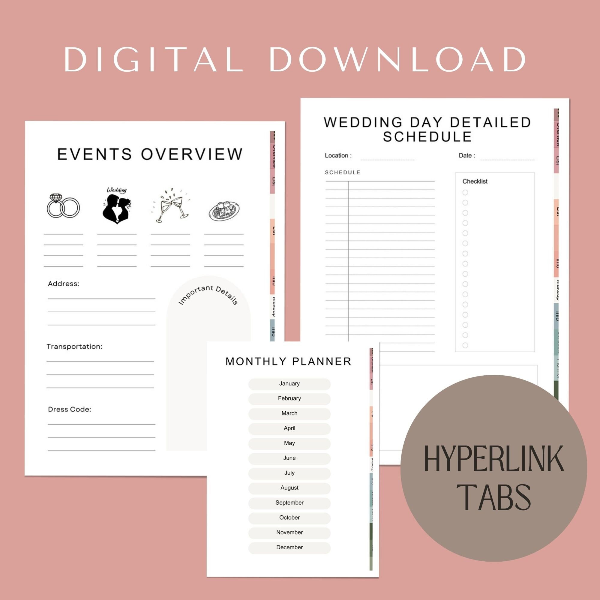 Digital Wedding Planner Custom, Instant Download, Custom Planner ...