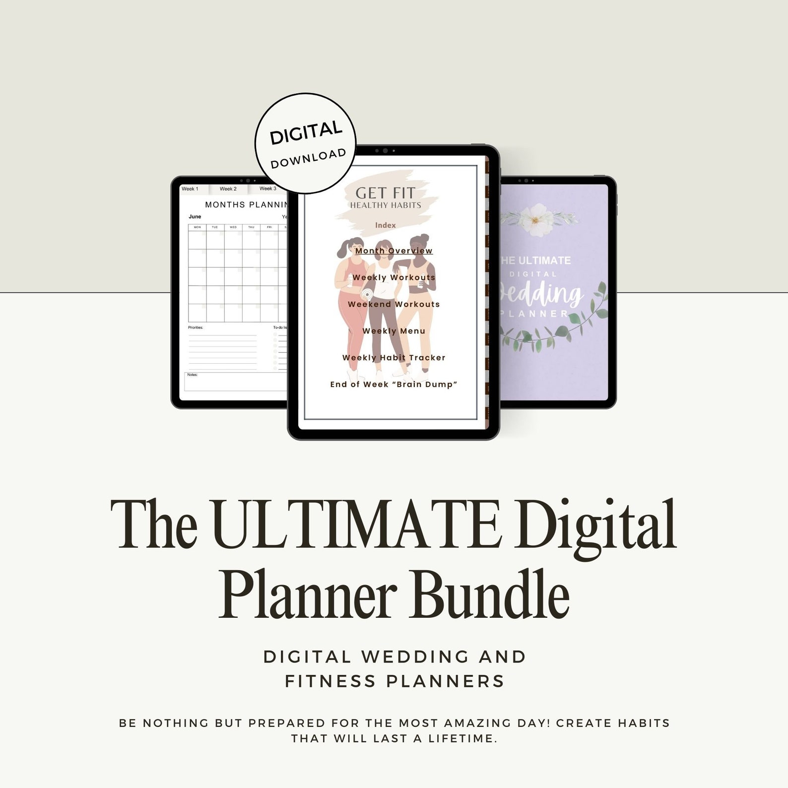 Custom Digital Planner Ultimate Wedding Planner Fitness Planner Planner ...