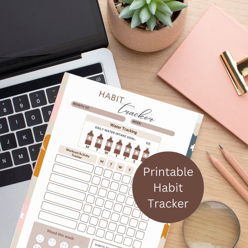 PDF Printable Fitness Planner, Daily Exercise Tracker, Food Log, Habit ...