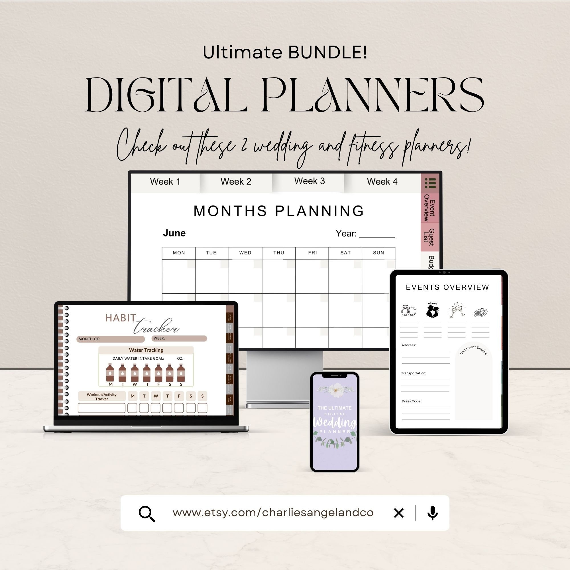 Custom Digital Planner Ultimate Wedding Planner Fitness Planner Planner ...