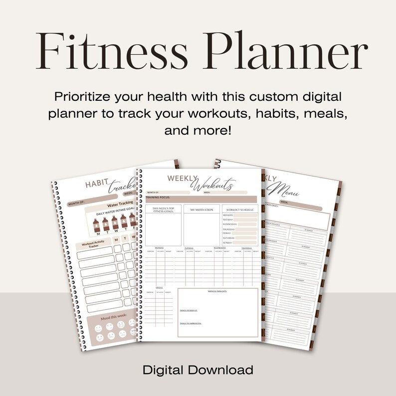 Self Care Custom Fitness Digital Wellness Planner, Digital Workout ...
