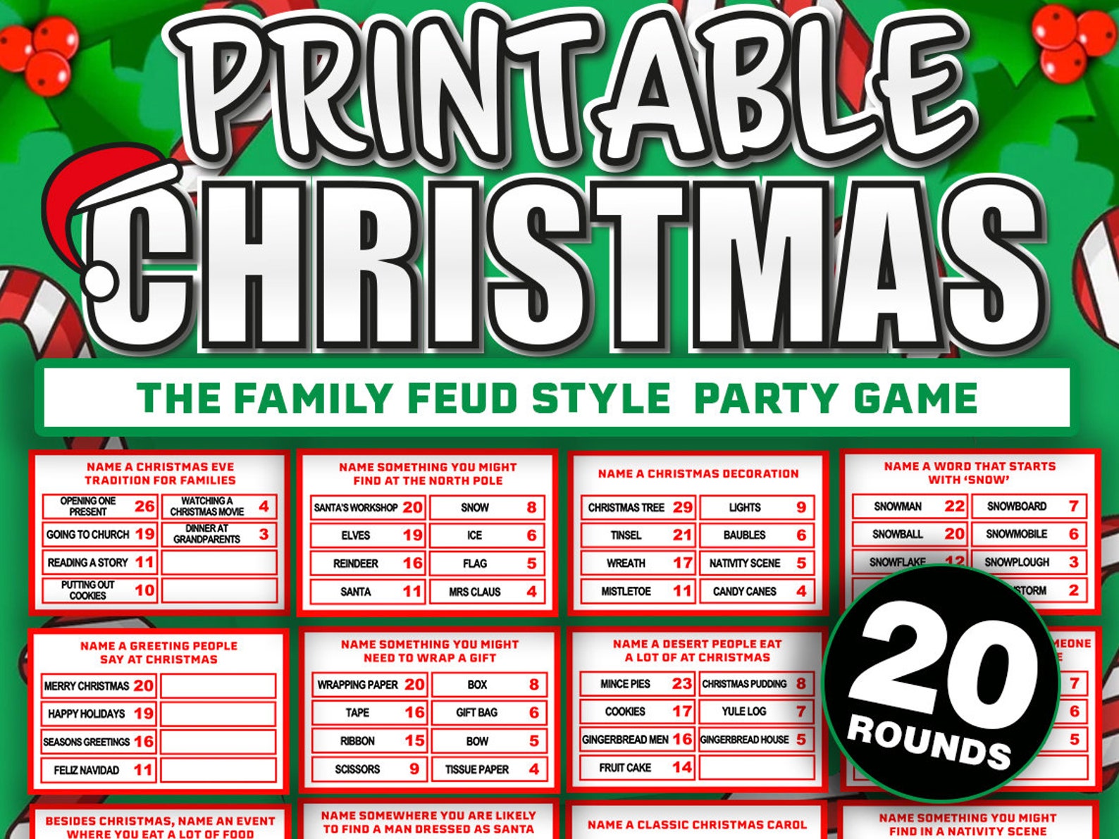 Printable Christmas Family Games Bundle Christmas Party - Etsy