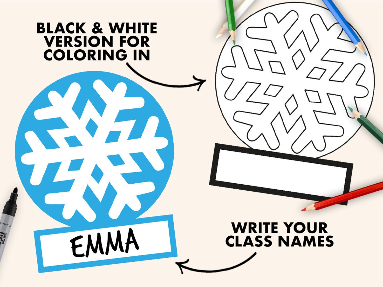 Snowflake Christmas Bulletin Board Kit || December Bulletin Boards ...