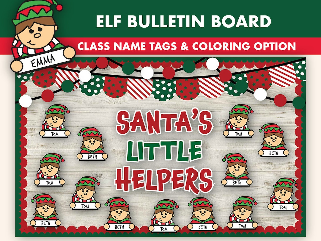 Elf Christmas Bulletin Board Kit || December Bulletin Boards Digital ...